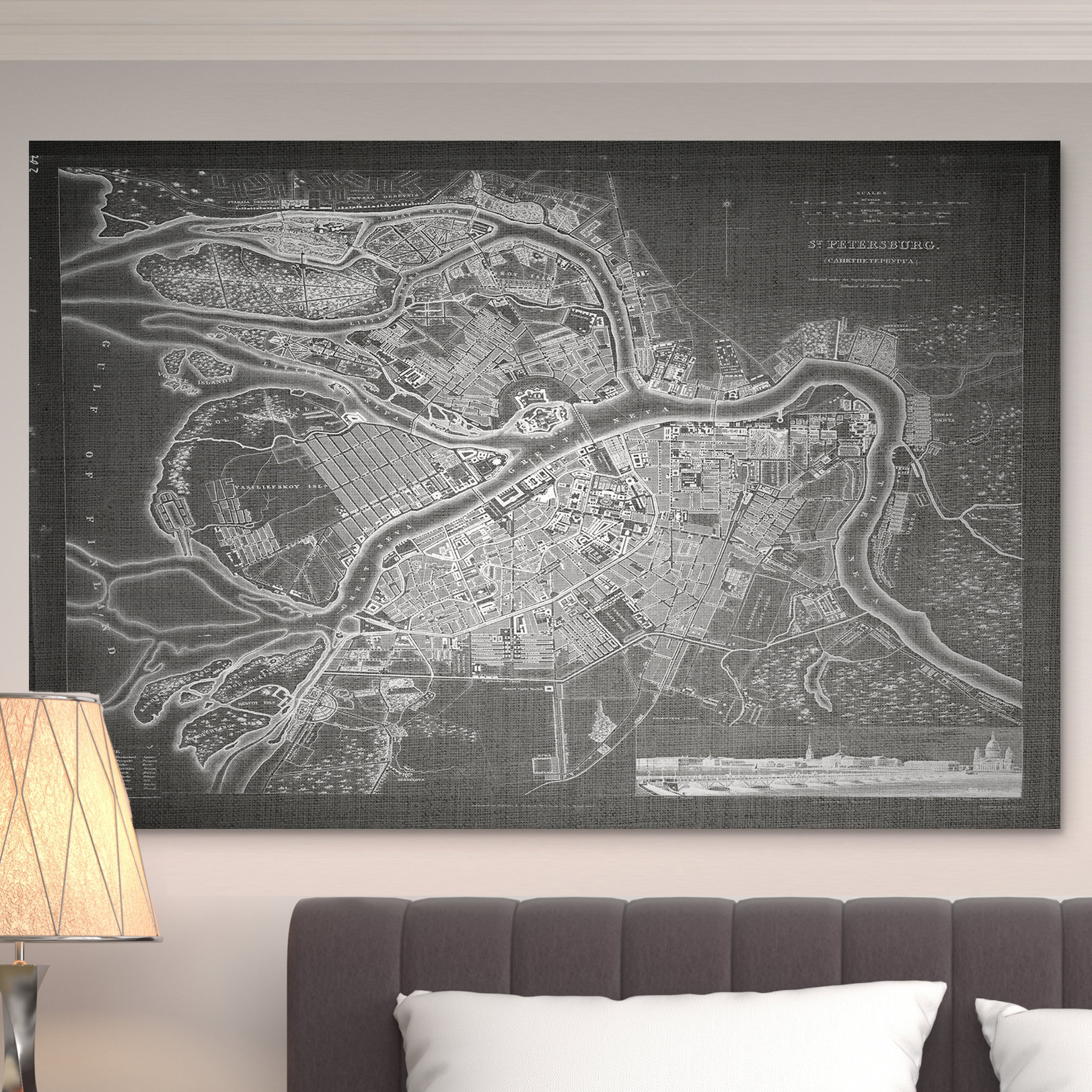 Wexford Home 'St. Petersburg Sketch Map' Graphic Art Print on Wrapped Canvas in Grey - Wayfair ...